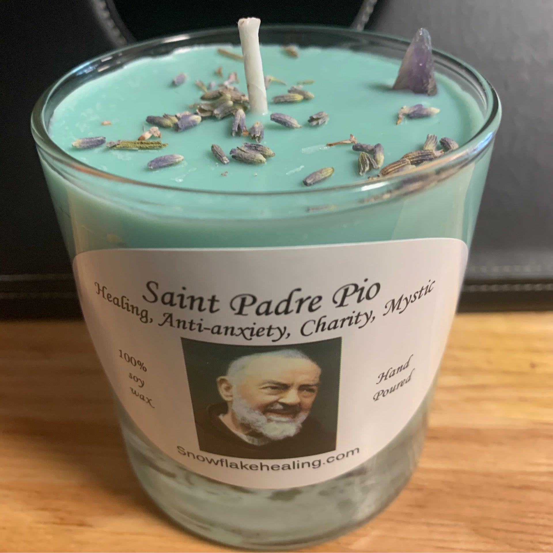 Saint Padre Pio Candle 8 oz | Snowflake Healing